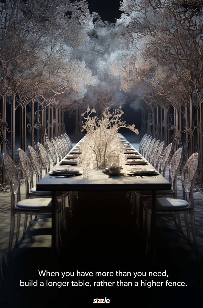 When You Have More Than You Need Build A Longer Table Rather Than A